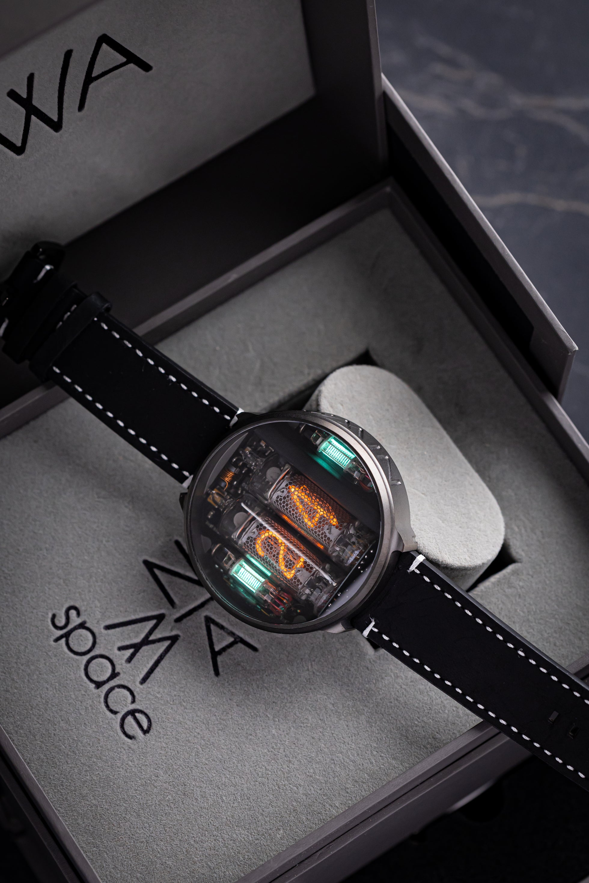 NIWA Nixie watch V 2.0 - Titanium moon gray case. – NIWA Watches store