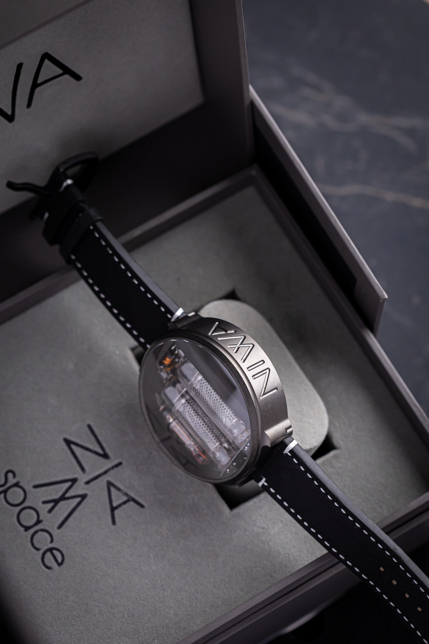 NIWA Nixie watch V 2.0 - Titanium moon gray case. – NIWA Watches store